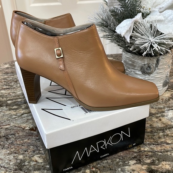 Markon | Shoes | Nwt Markon Leather Heeled Bootie | Poshmark